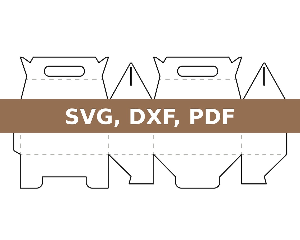 Gable Gift Box, Gable Box Template, Favor Box With Handle, Gift Box With Handle, SVG, DXF, PDF ...