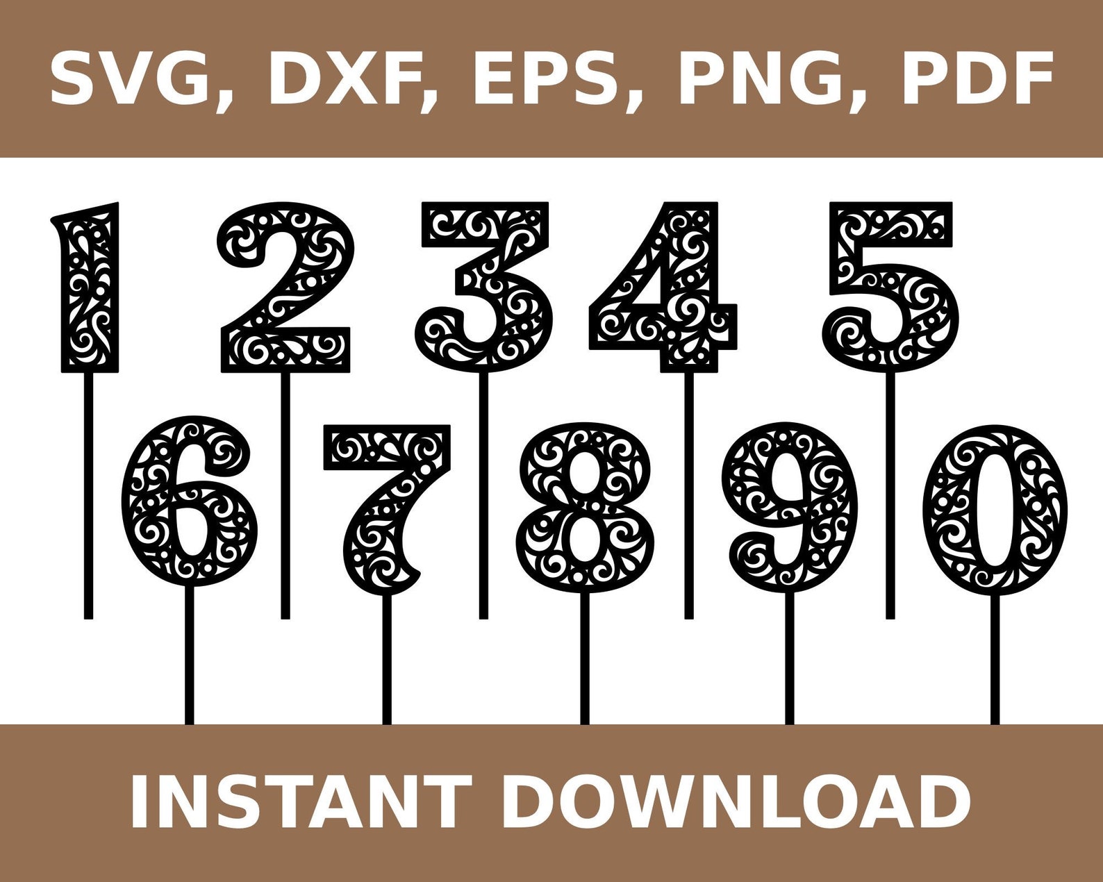 Cake Topper Svg, Shaker Topper Numbers, Cake Toppers Template, Cake ...