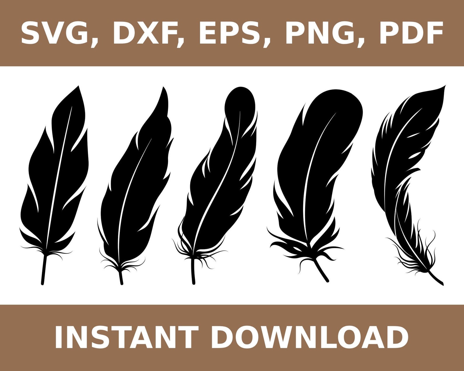 Feather Svg, Feather Dxf, Feather Png, Feather Laser Cut, Feather Cut ...