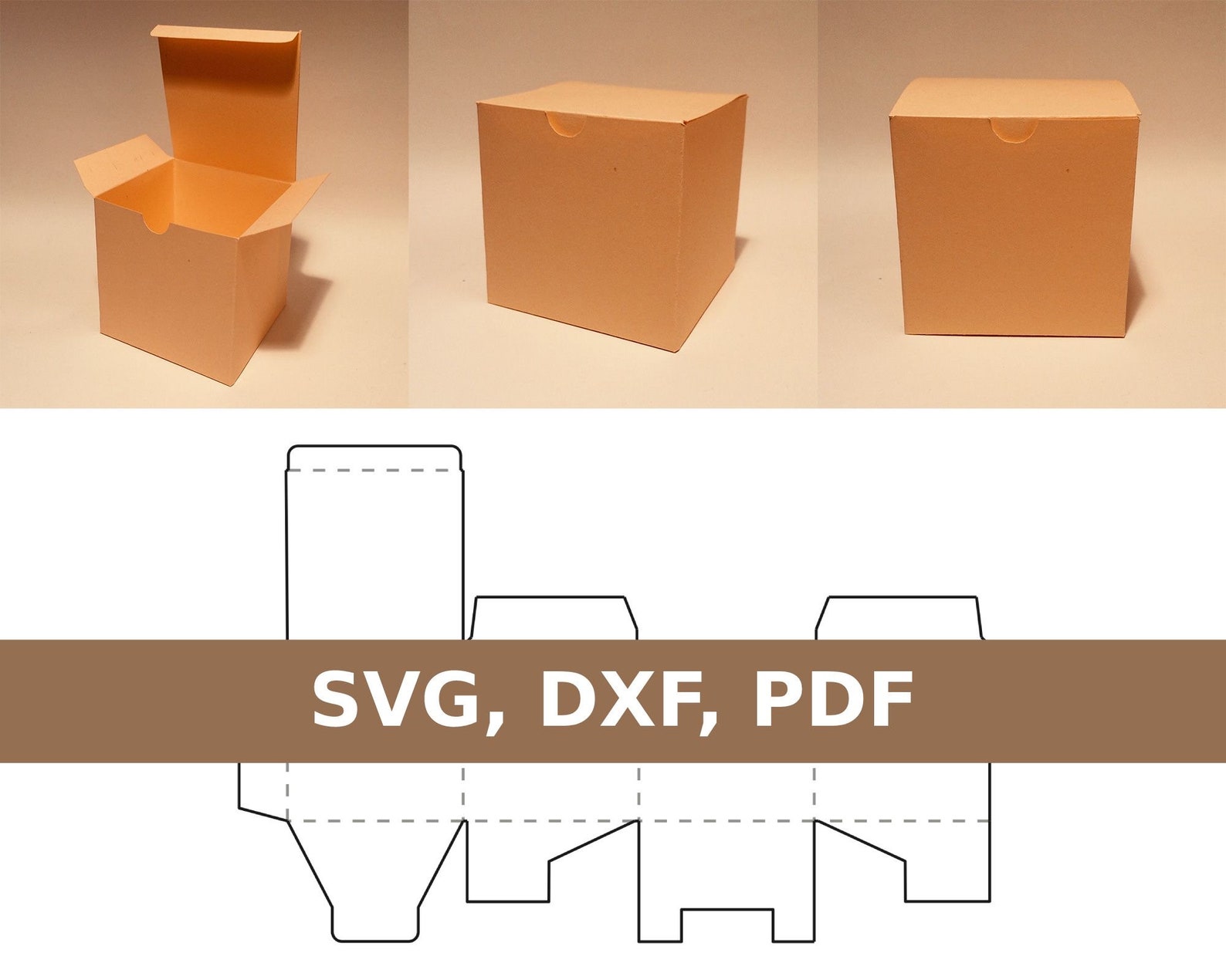 Classic Box Template, Simple Box, Square Box, SVG, PDF, Cricut ...