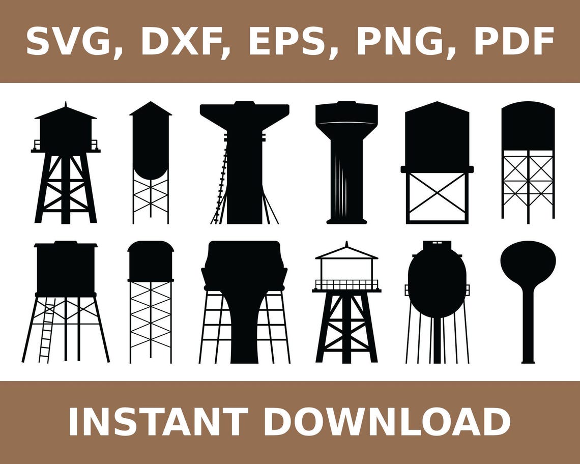 Water Tower Svg, Water Tower Png, Water Tower Template, Water Tower ...