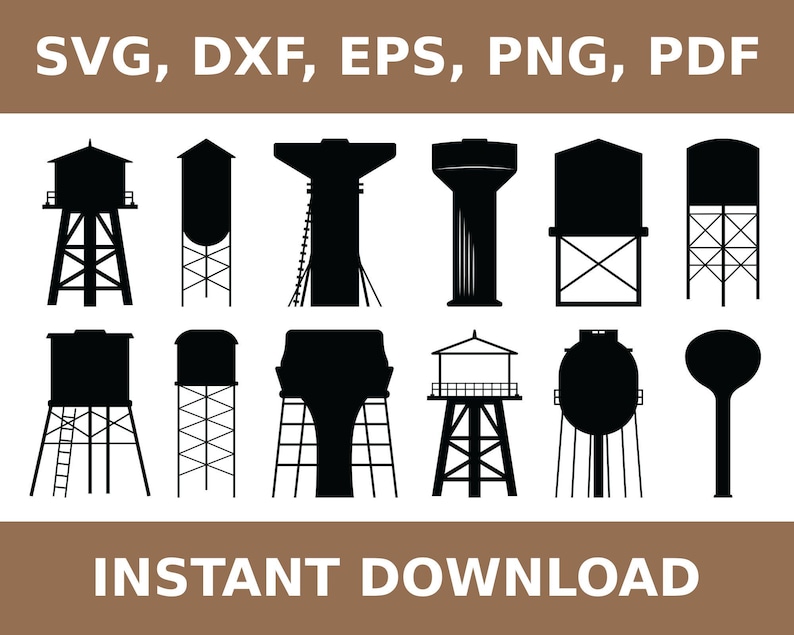 Water Tower Svg, Water Tower Png, Water Tower Template, Water Tower ...