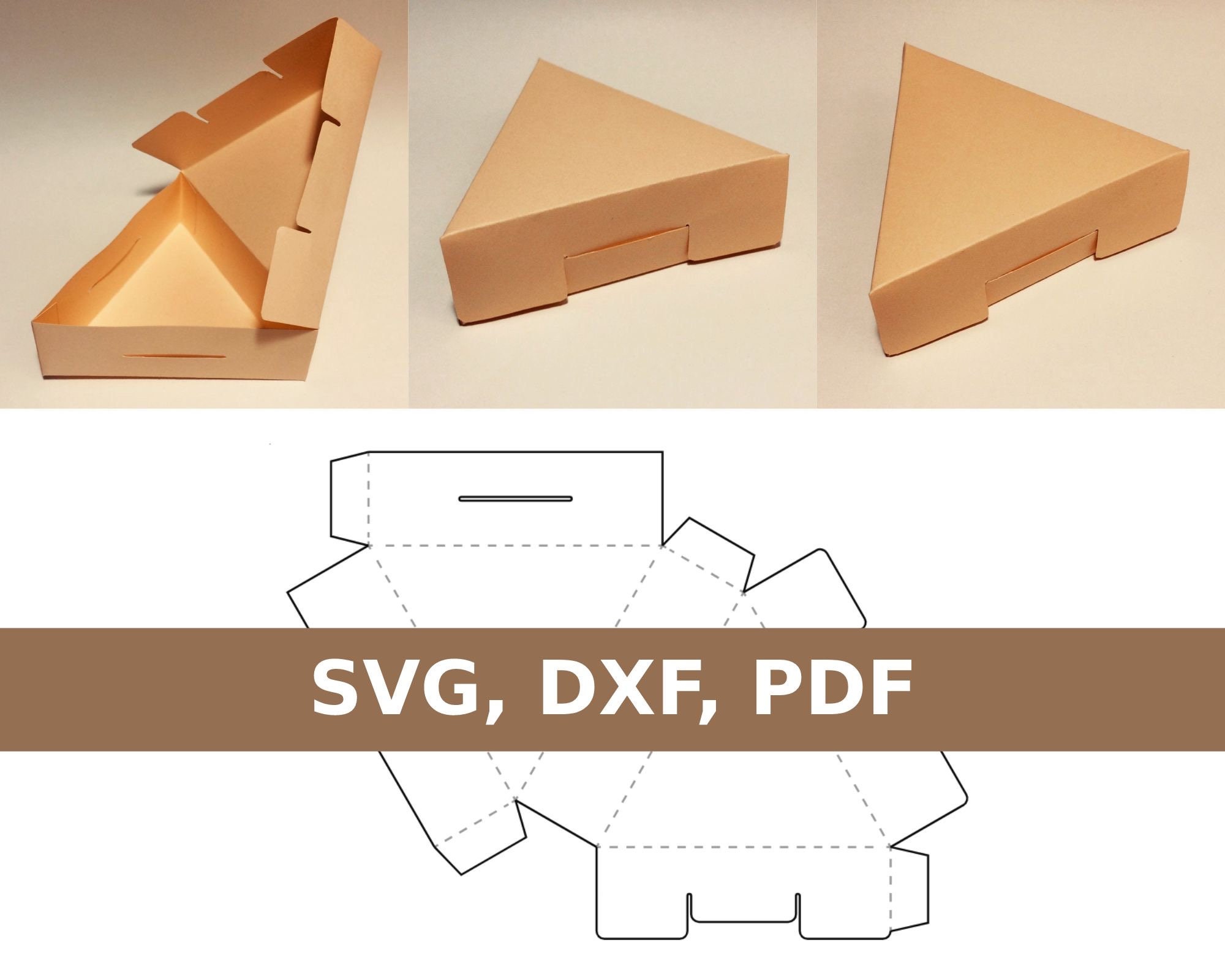 Triangle Box Template, Cake Slice Box, Pizza Slice Box, Pizza Box ...