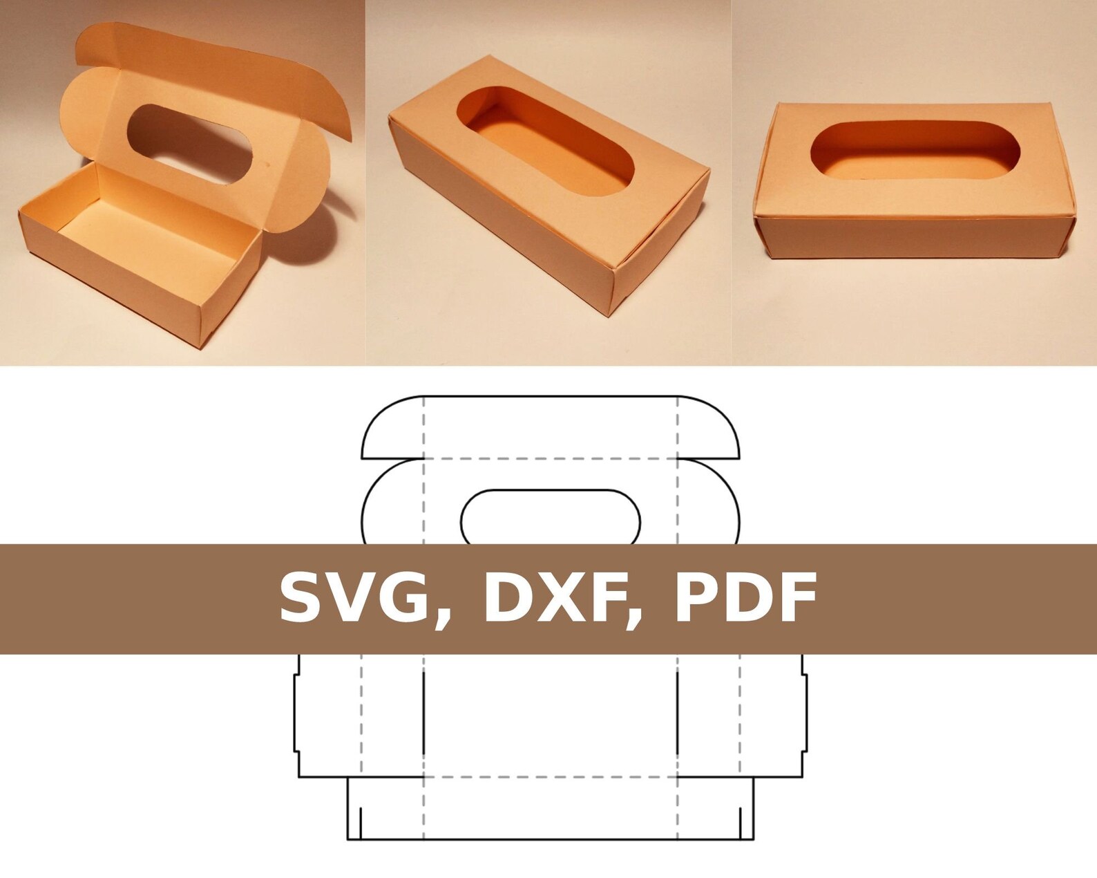 Cake Box With Window Template, Pastry Box With Window, Bakery Box With ...