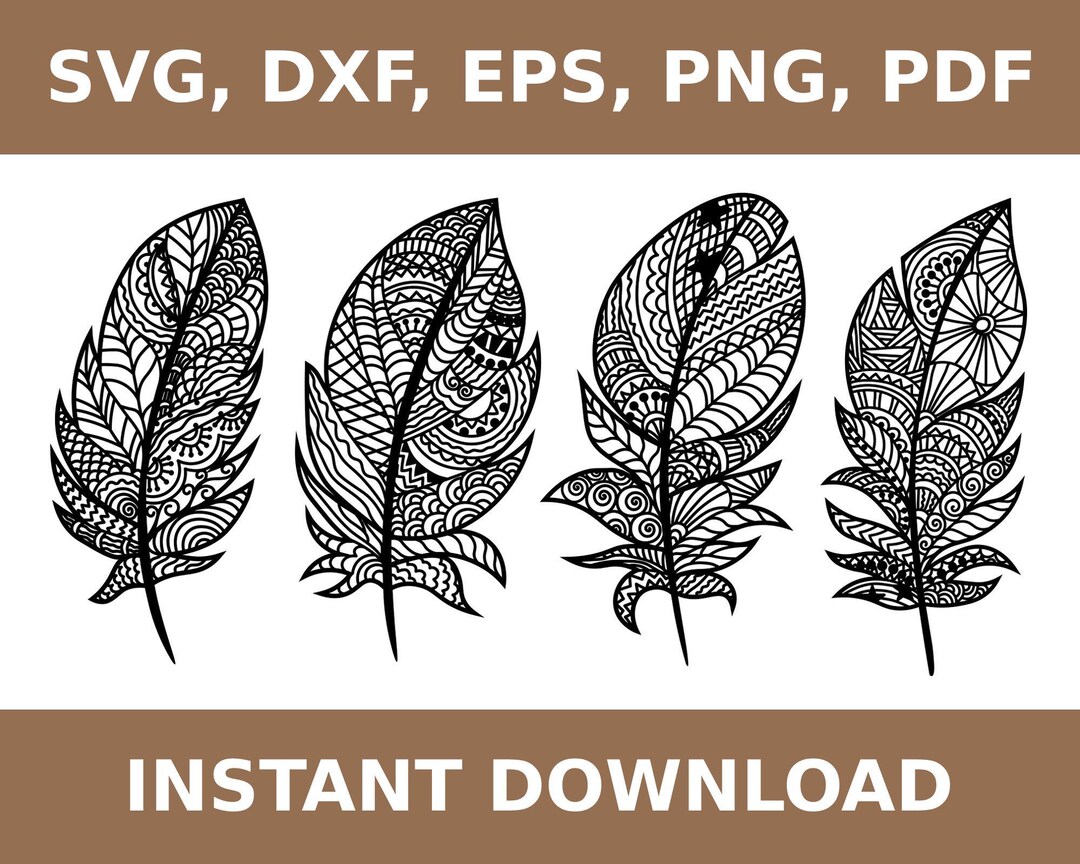Feather Svg, Feather Dxf, Feather Png, Feather Laser Cut, Feather Cut ...