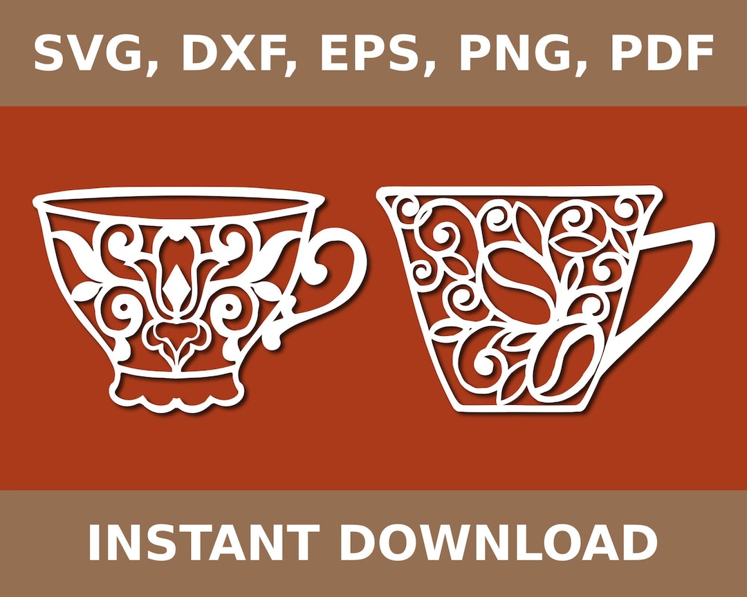 Coffee Cup Svg, Teacup Svg, Coffee Cup Dxf, Tea Cup Dxf, Teacup Dxf ...