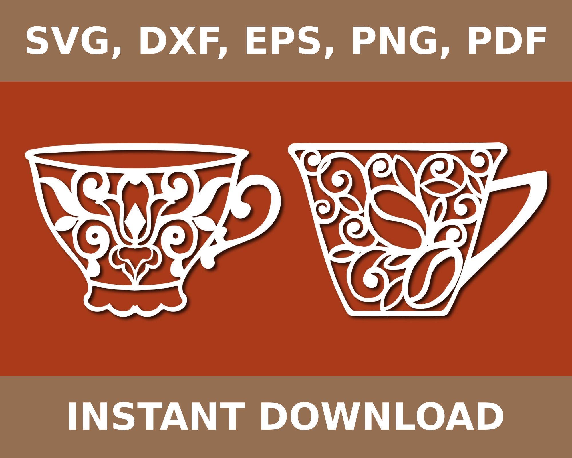 Coffee Cup Svg, Teacup Svg, Coffee Cup Dxf, Tea Cup Dxf, Teacup Dxf ...