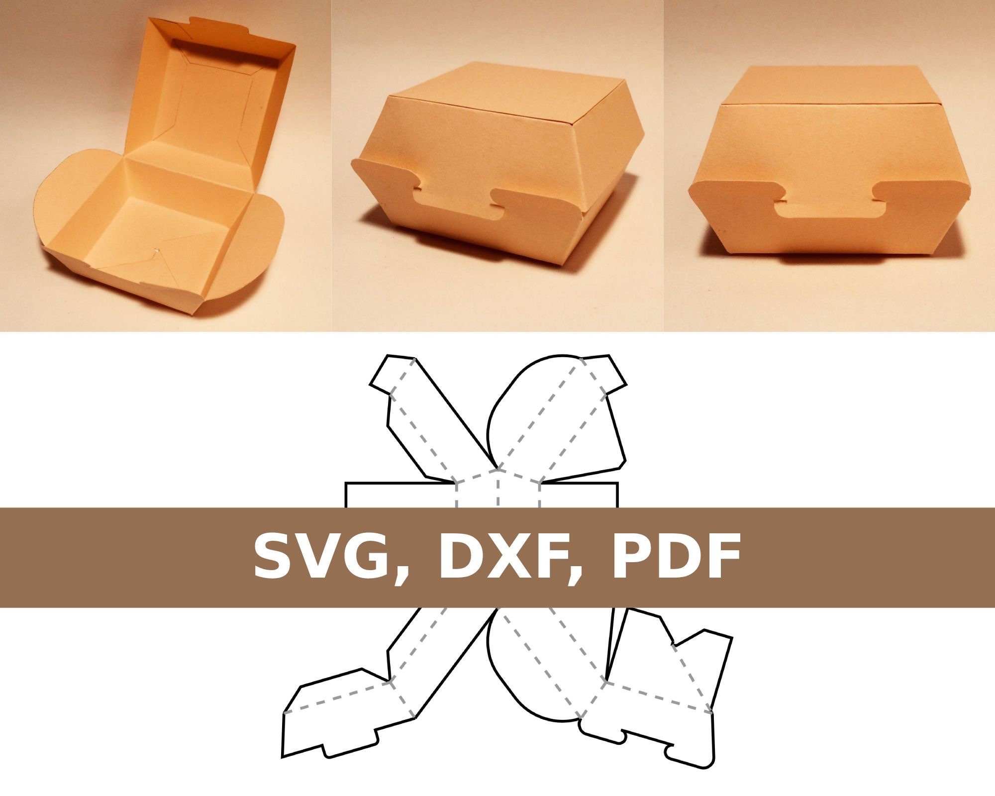 Burger Box Template, Burger Gift Wrap, Hamburger Box, Burger Container, Burger Gift Box, SVG ...