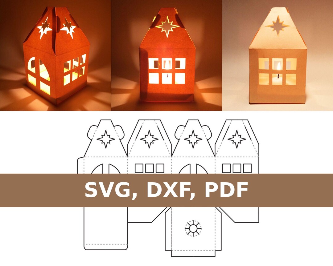 Candle Box Template, Christmas Candle Holder, House Candle Holder ...