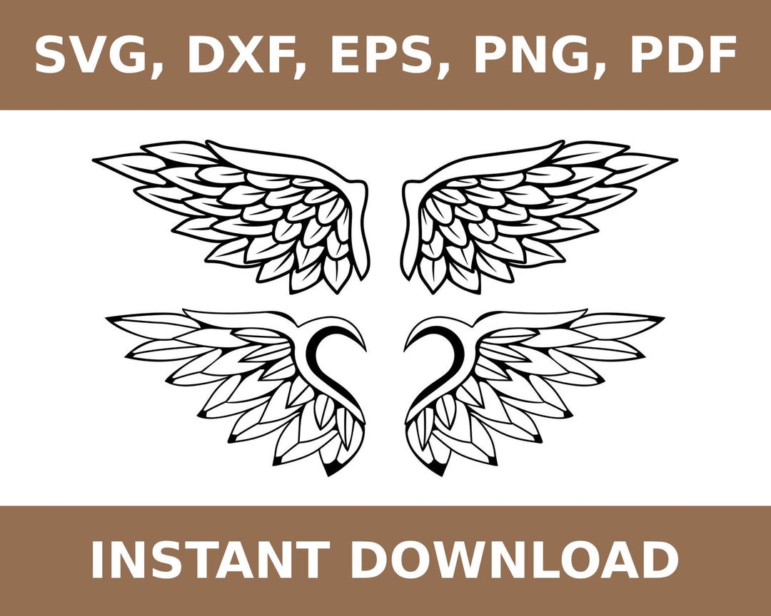 Wings Svg, Wings Dxf, Wings Png, Wings Laser Cut, Wings Cut File, Wings ...