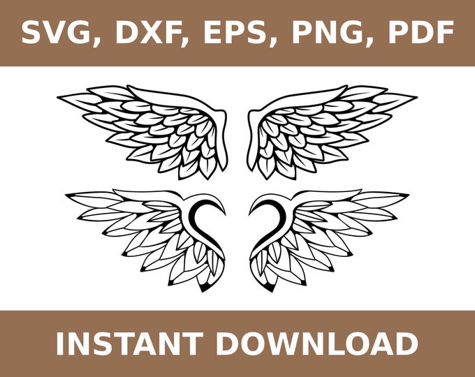 Wings #4 SVG, Wings SVG, Wings Outline Svg, Wings Clipart, Wings Files ...