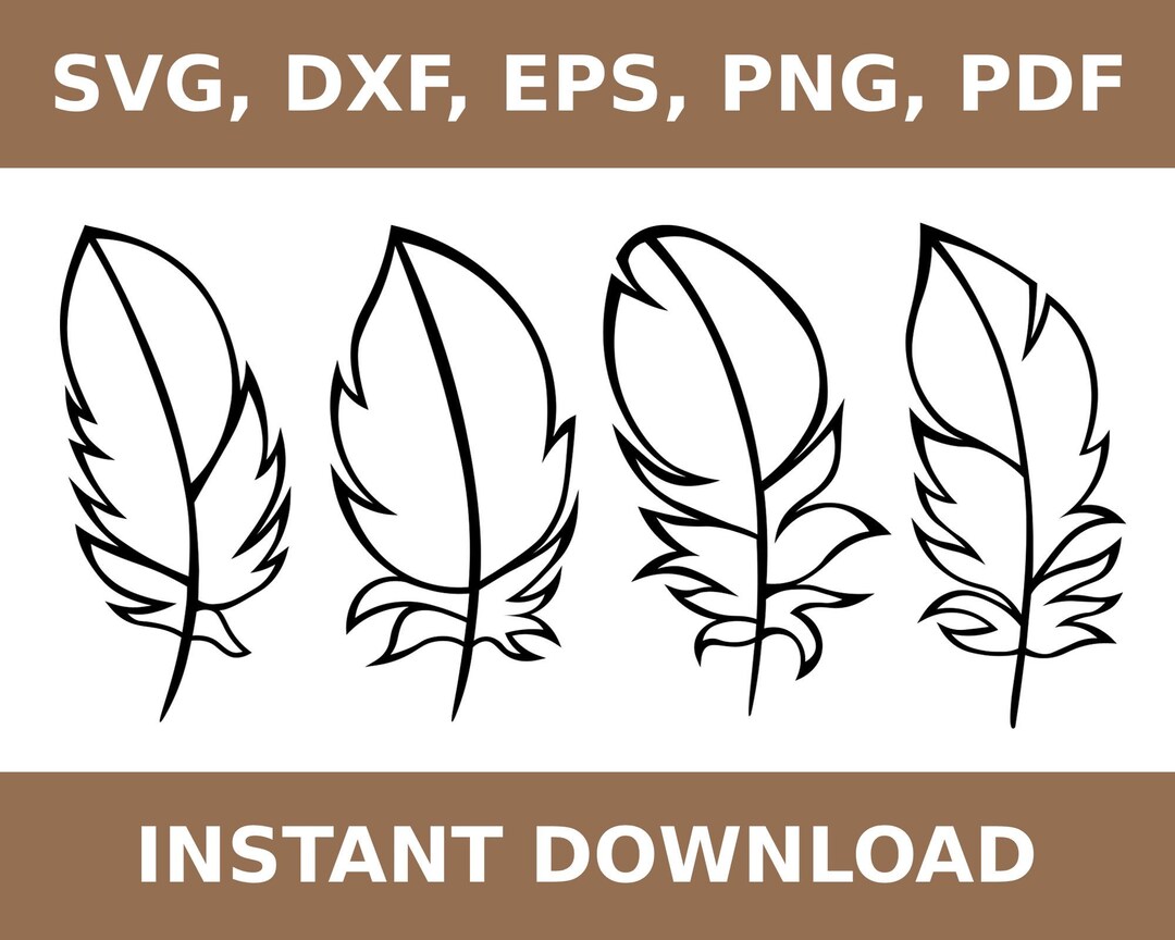 Feather Svg, Feather Dxf, Feather Png, Feather Laser Cut, Feather Cut ...