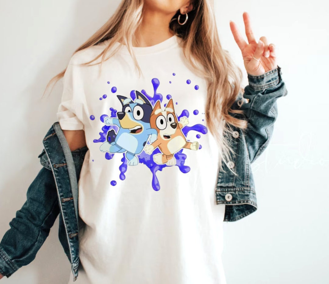 Bluey Colorful Shirt, Bluey Catoon Vintage Shirt, Bluey Bingo Family ...