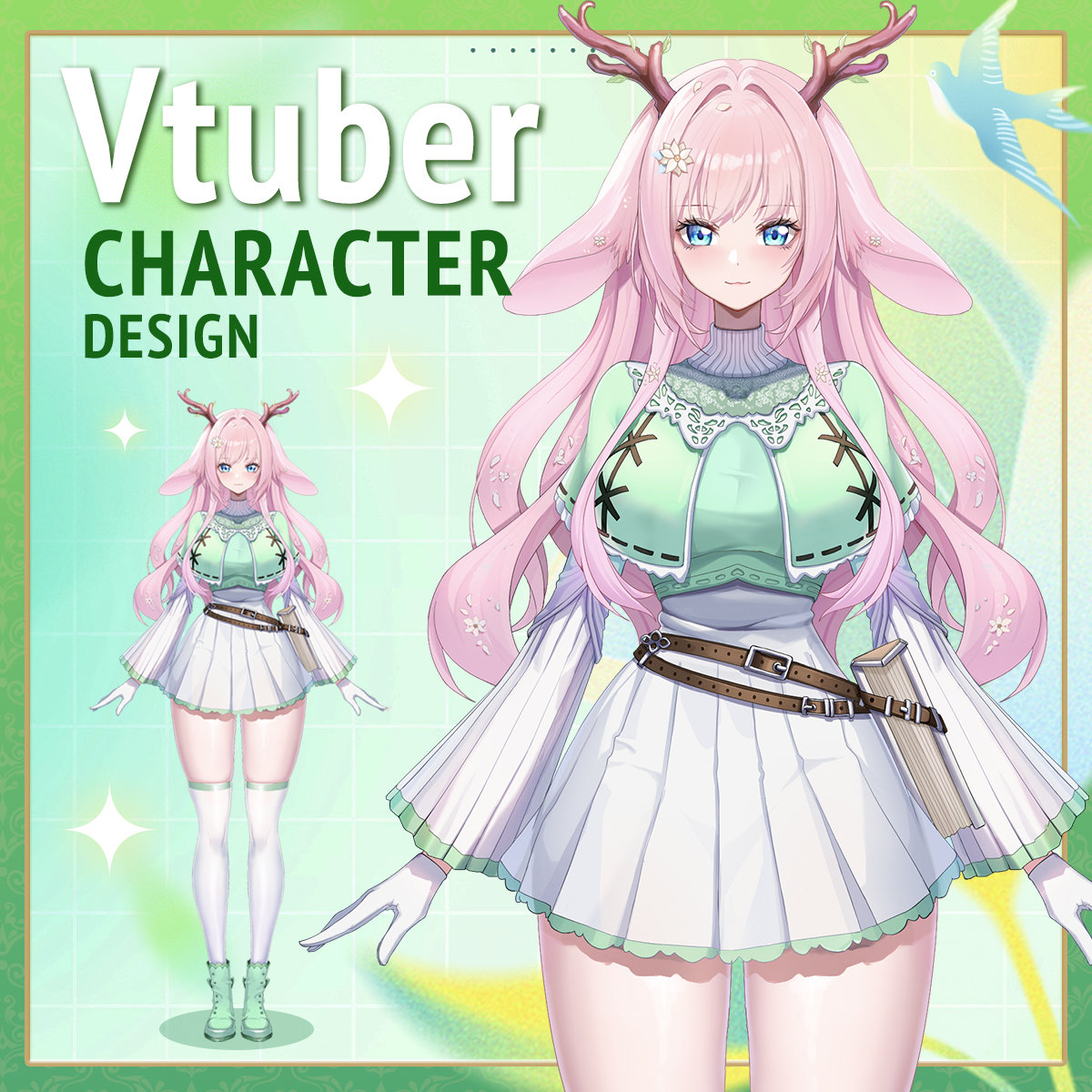 Custom Kawaii Vtuber Model Commission, Character Design, Cutting ...