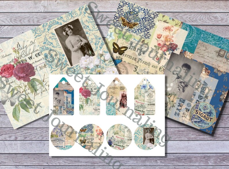 Digital Download -A4 Vintage Collage Masterboard Pack and Ephemera ...
