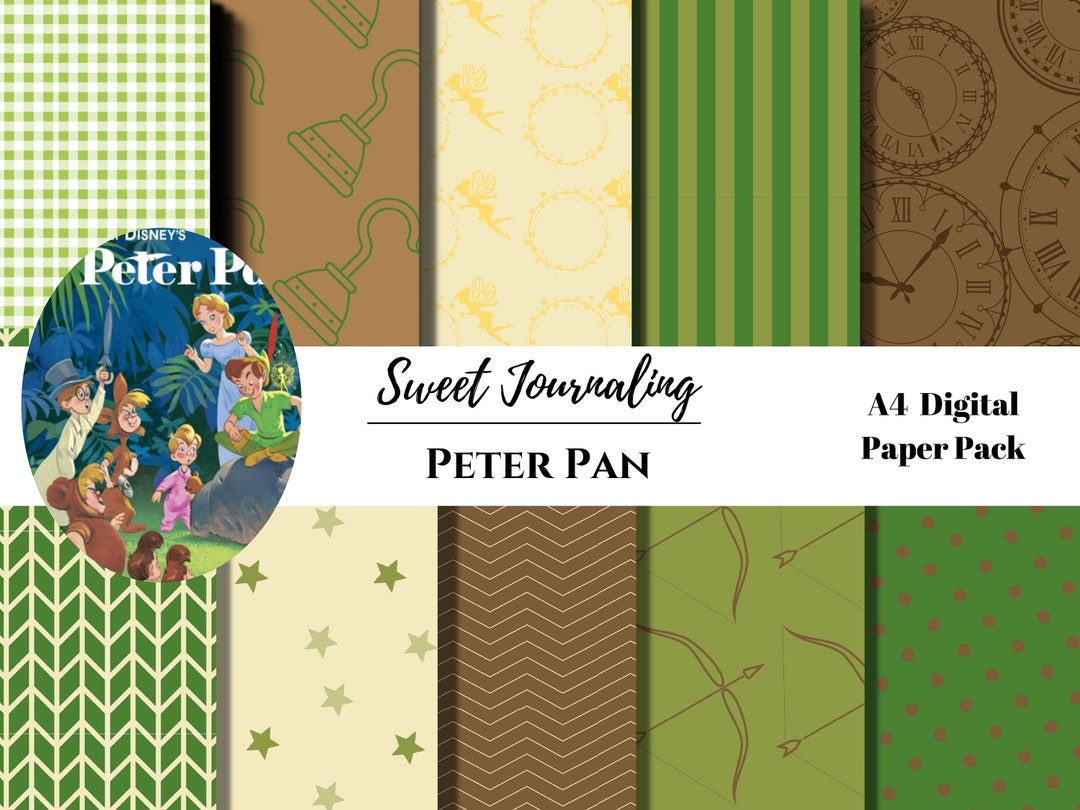 Digital Download - Peter Pan Inspired | A4 Scrapbooking Paper Pack Junk ...