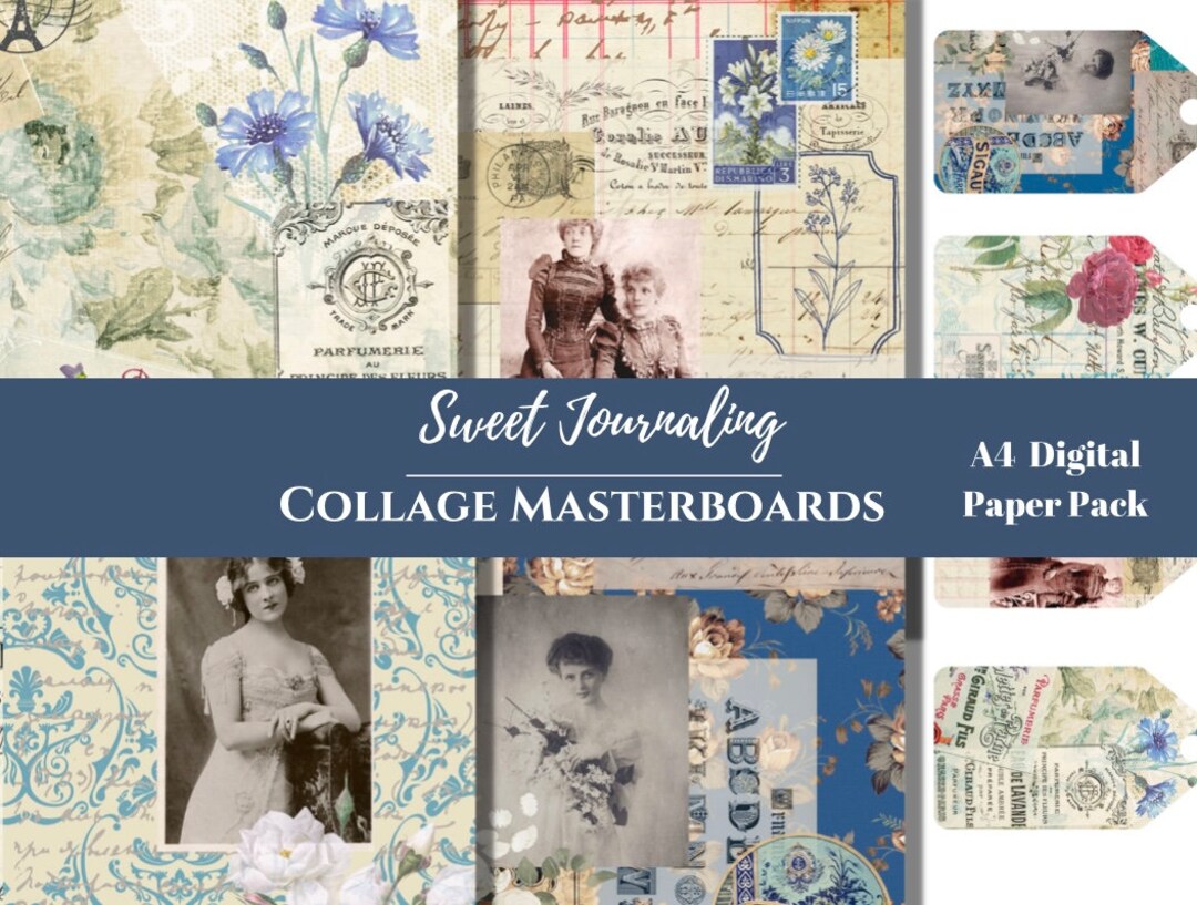 Digital Download -A4 Vintage Collage Masterboard Pack and Ephemera ...