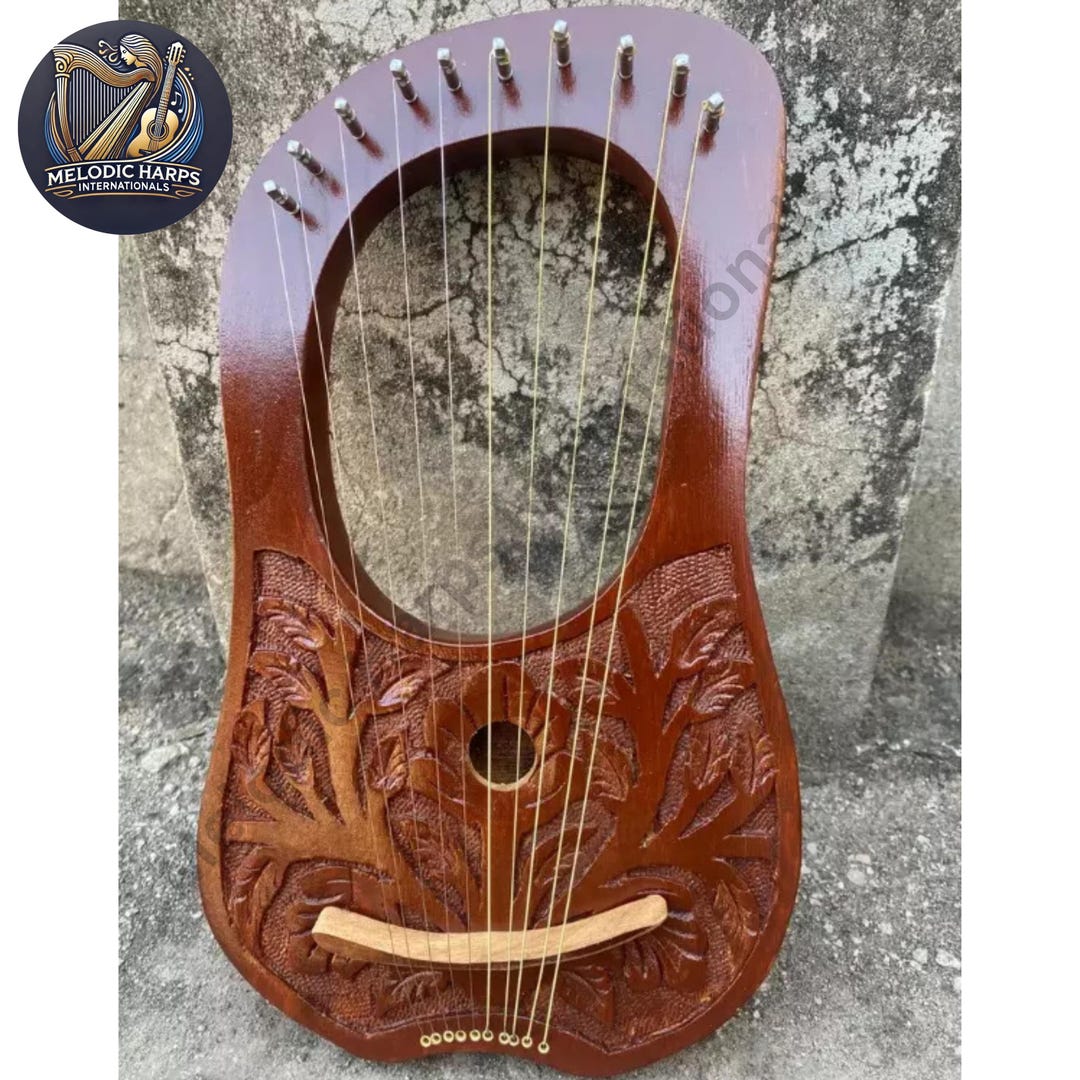 10 String Lyre Harp Flower Design | Handcrafted Sheesham Wood | Free ...