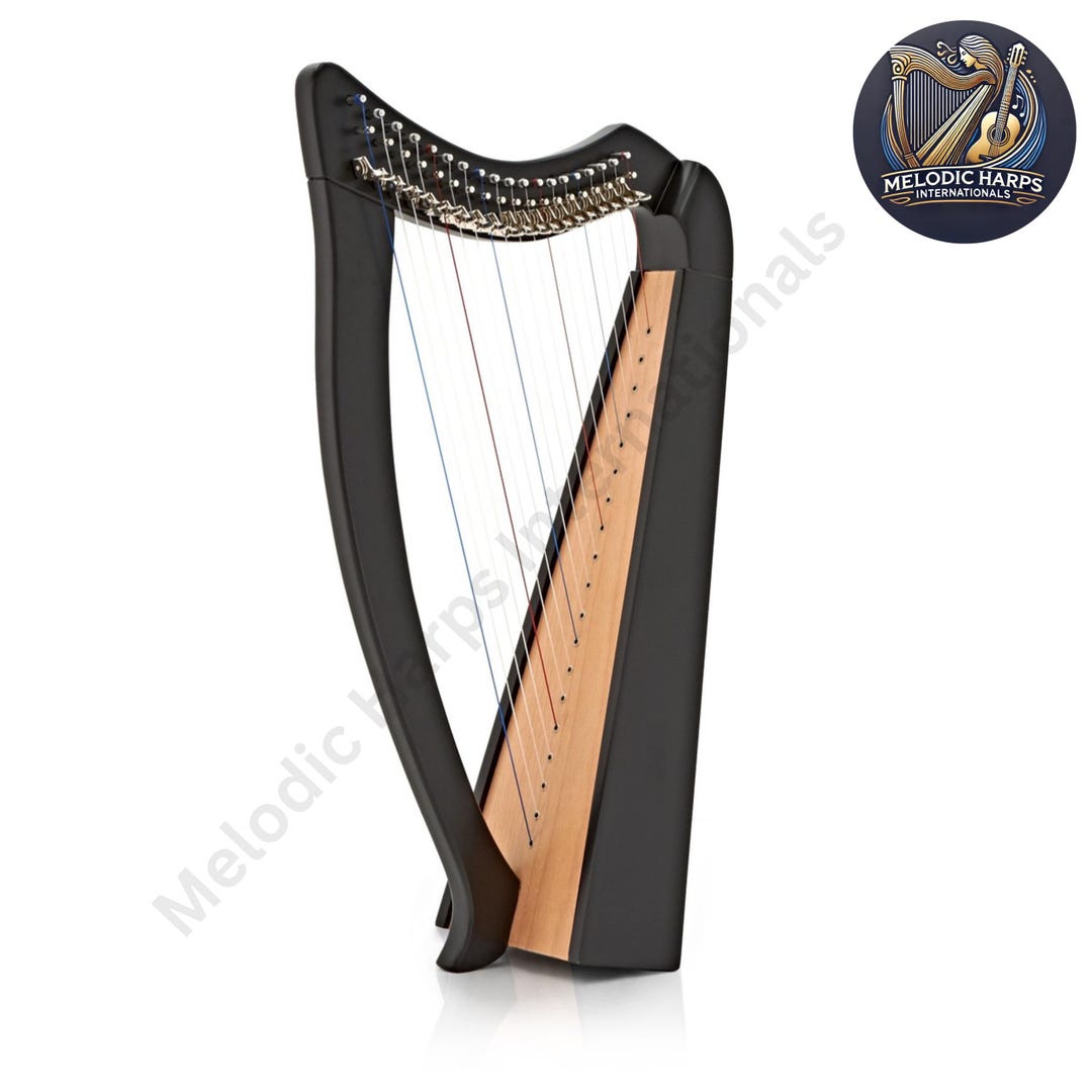 19-string Black Lever Harp: Celtic Folk Instrument With Bag & Tuning ...