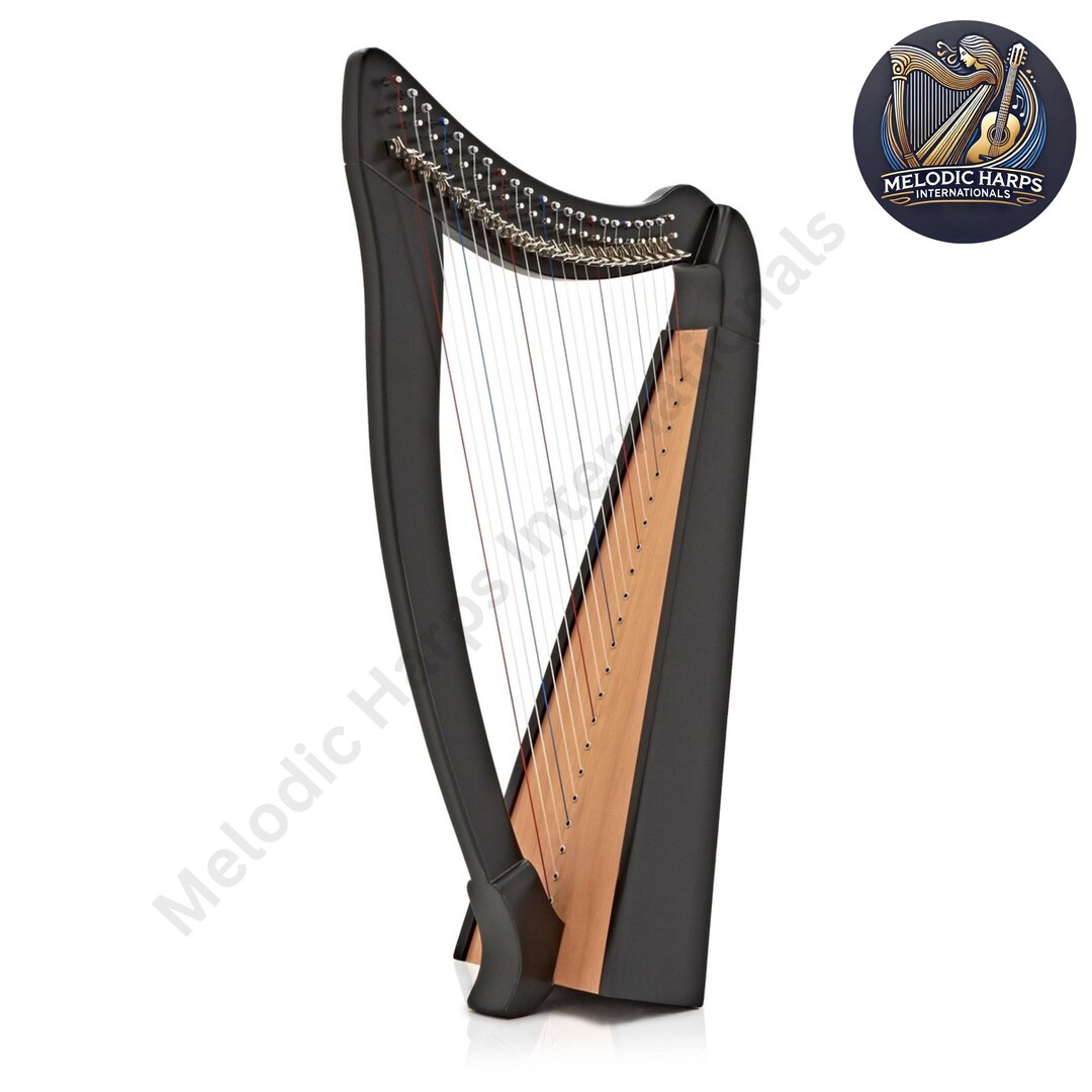 22 String Black Lever Harp | Celtic Irish Folk Harp With Tuning Key ...