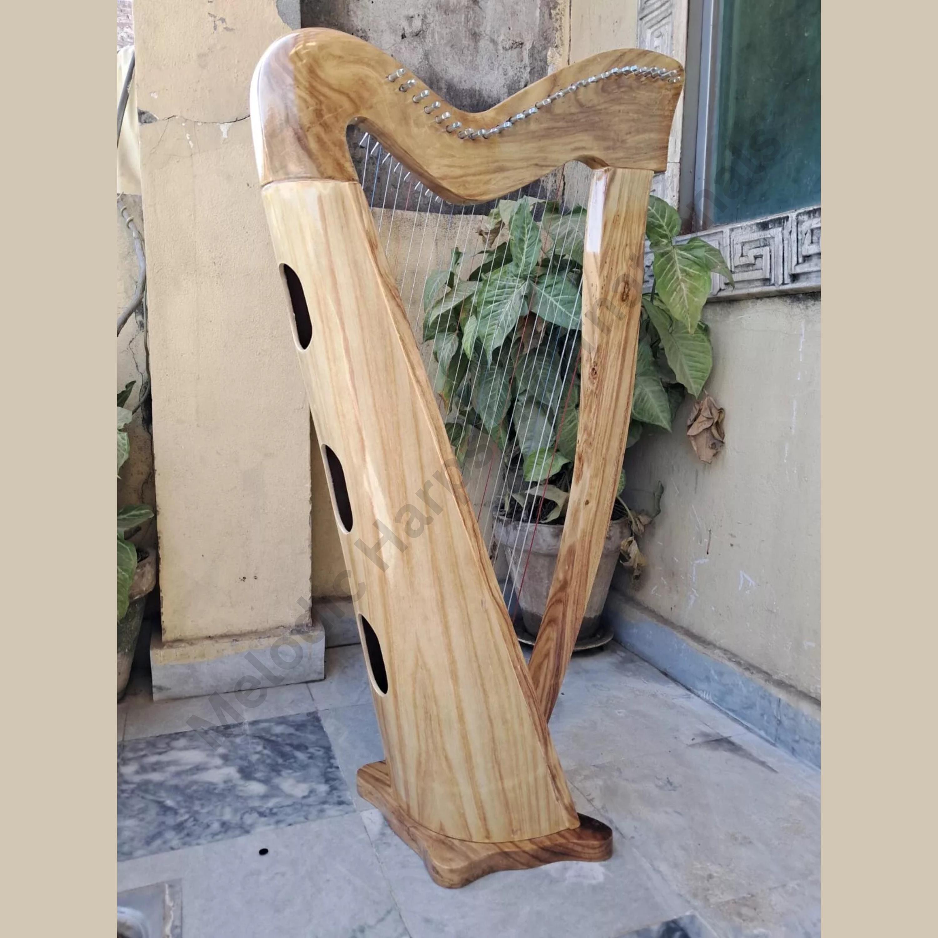 27 String Irish Claddagh Harp, Celtic Irish Lever Harp Roundback With ...