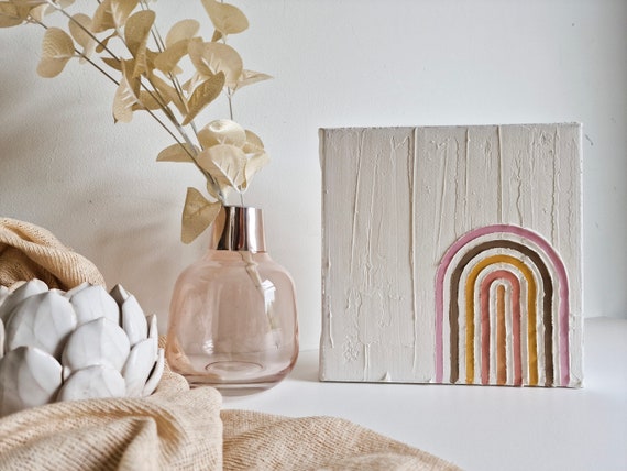 Textured Rainbow Wall Art // Minimalist Art // Muted Rainbow - Etsy