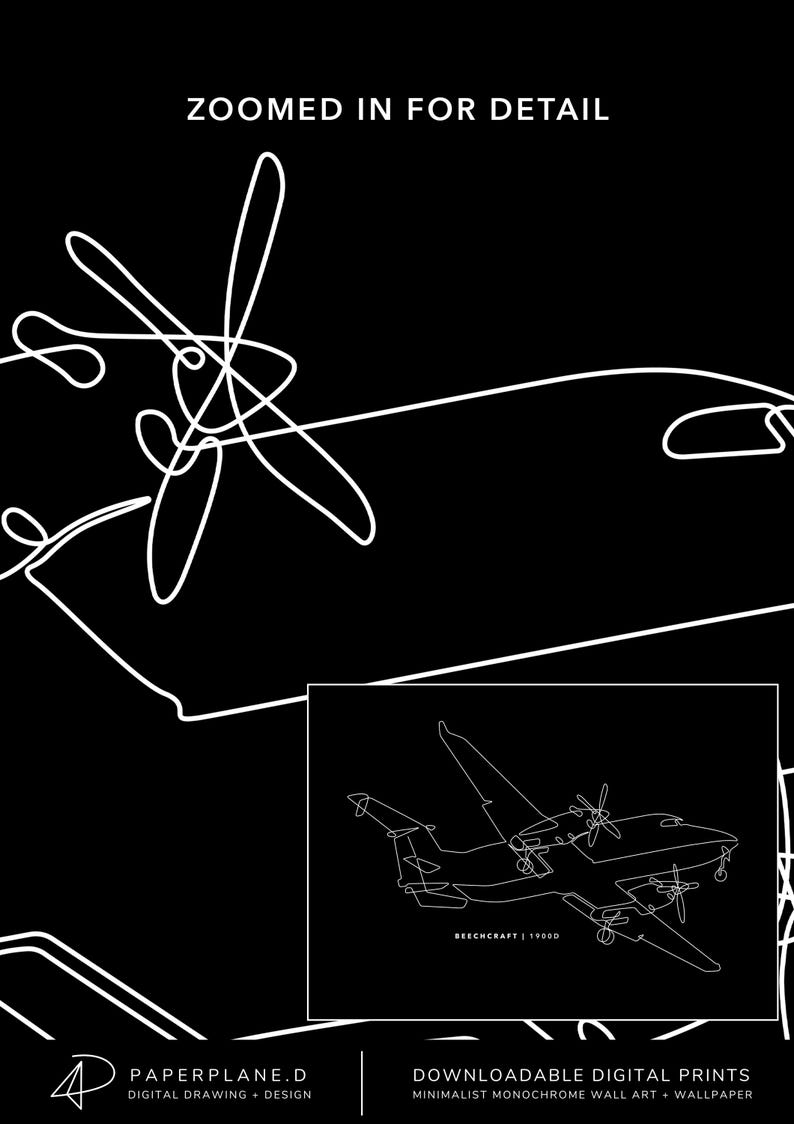Beechcraft 1900D | Max Detail | Minimalist Single-line Illustration - Etsy