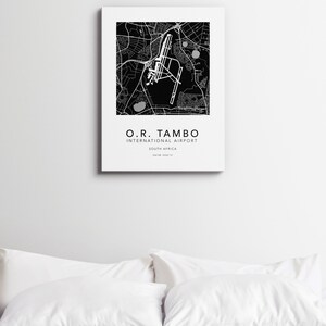 O R Tambo International Airport | Minimalist Maps - Etsy