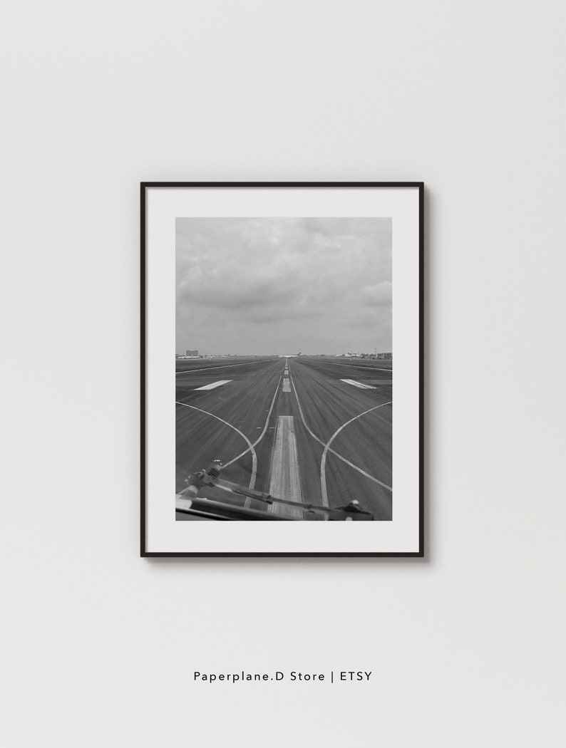 Runway - Instant Digital Download, Aviation Photography, Monochrome ...