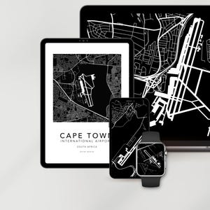 O R Tambo International Airport | Minimalist Maps - Etsy