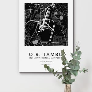 O R Tambo International Airport | Minimalist Maps - Etsy