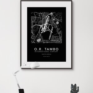 O R Tambo International Airport | Minimalist Maps - Etsy