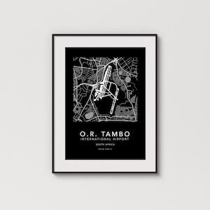 O R Tambo International Airport | Minimalist Maps - Etsy