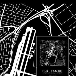 O R Tambo International Airport | Minimalist Maps - Etsy