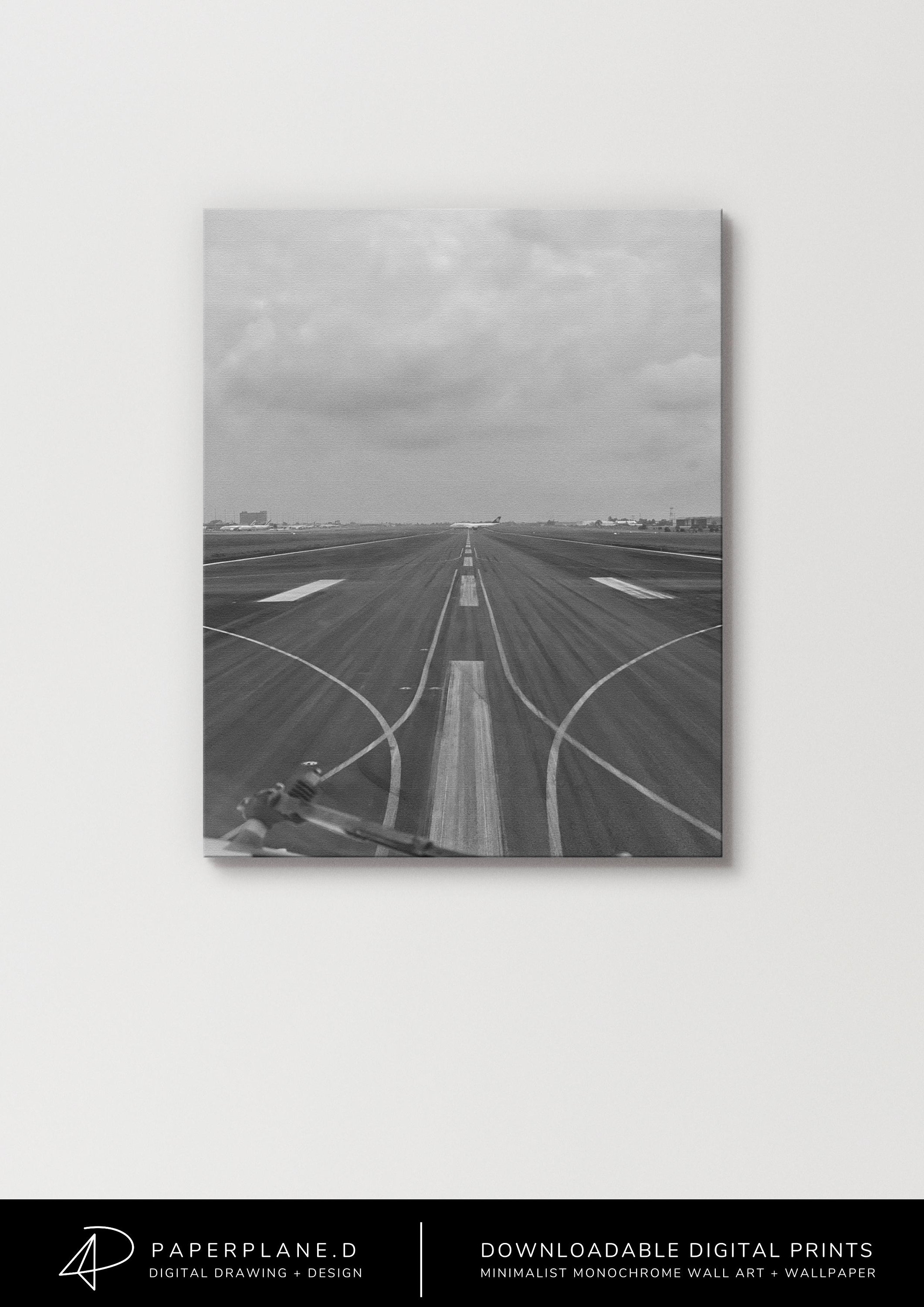 Runway Instant Digital Download, Aviation Photography, Monochrome Photo ...