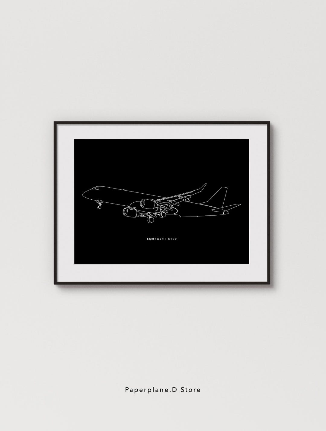 Embraer E190 | Max Detail | Minimalist Single-line Illustration - Etsy