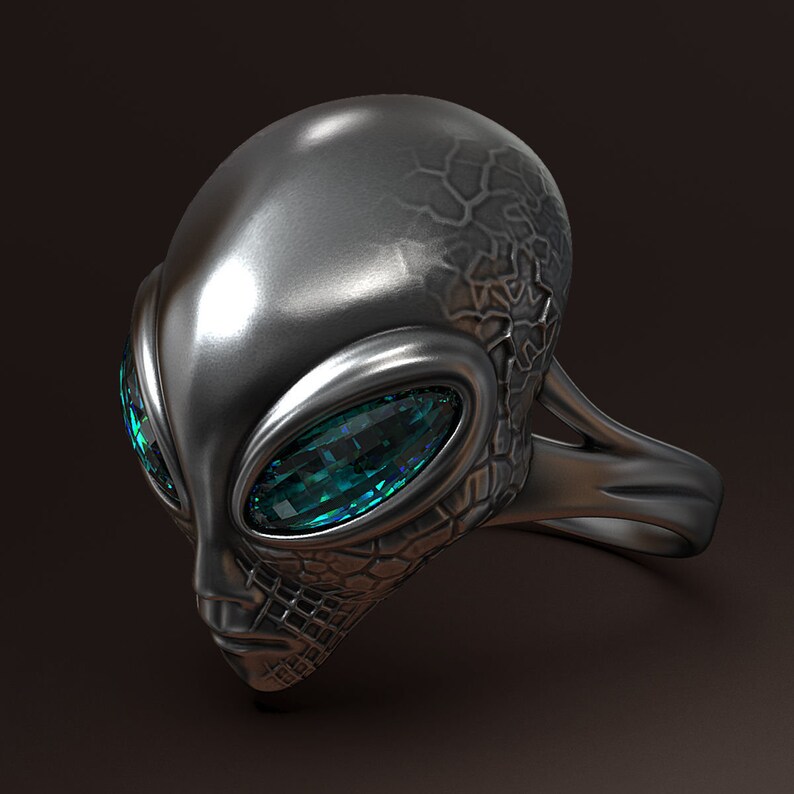 Sterling Silver Alien Guest Ring, Space Jewelry, Extraterrestrial Ring ...