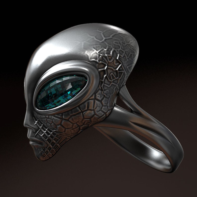 Sterling Silver Alien Guest Ring, Space Jewelry, Extraterrestrial Ring ...