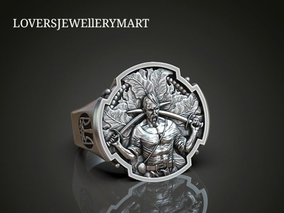 Ukrainian Warrior Signet Ring, Silver Warrior Ring for Men, Cossack ...