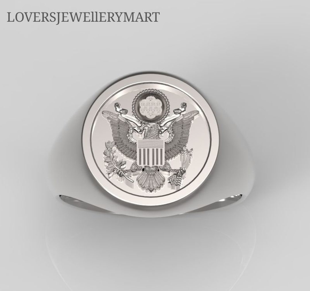 American Flag Ring, Silver Signet Man Rings, Ring for Patriots, Gift ...