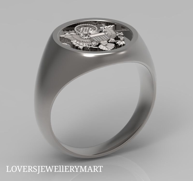 American Flag Ring, Silver Signet Man Rings, Ring for Patriots, Gift ...