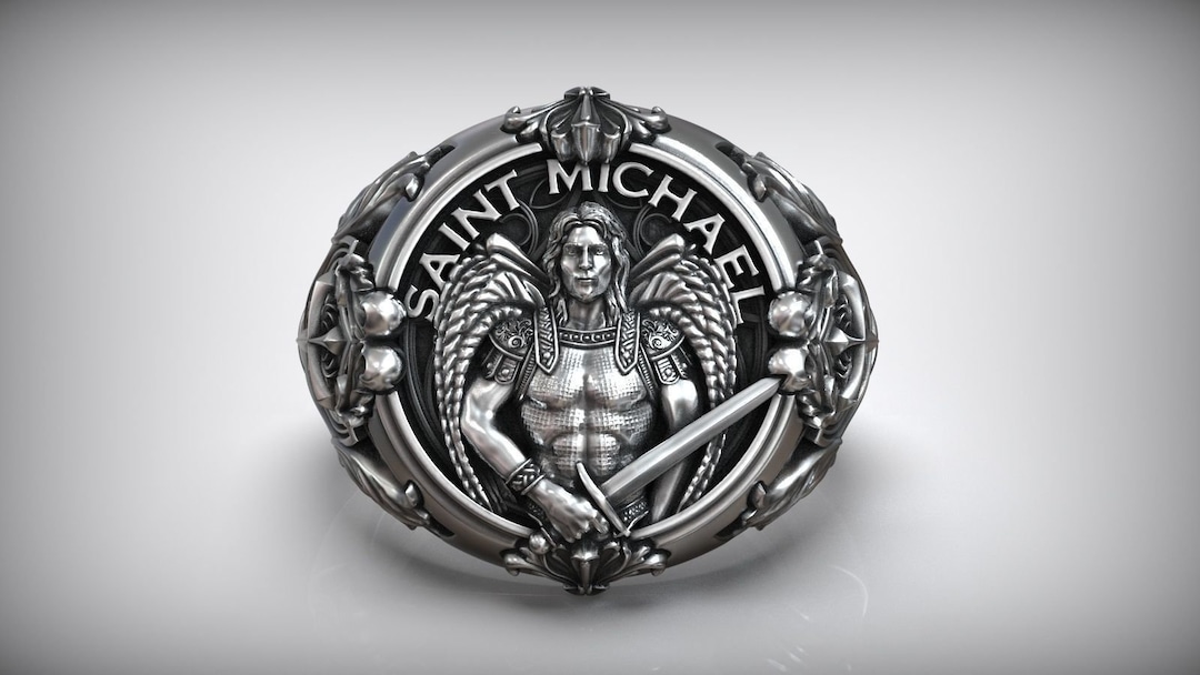 Saint Michael Archangel Ring, 3D Men Ring, Men Christian Ring ...