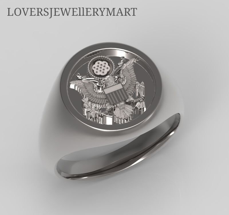 American Flag Ring, Silver Signet Man Rings, Ring for Patriots, Gift ...