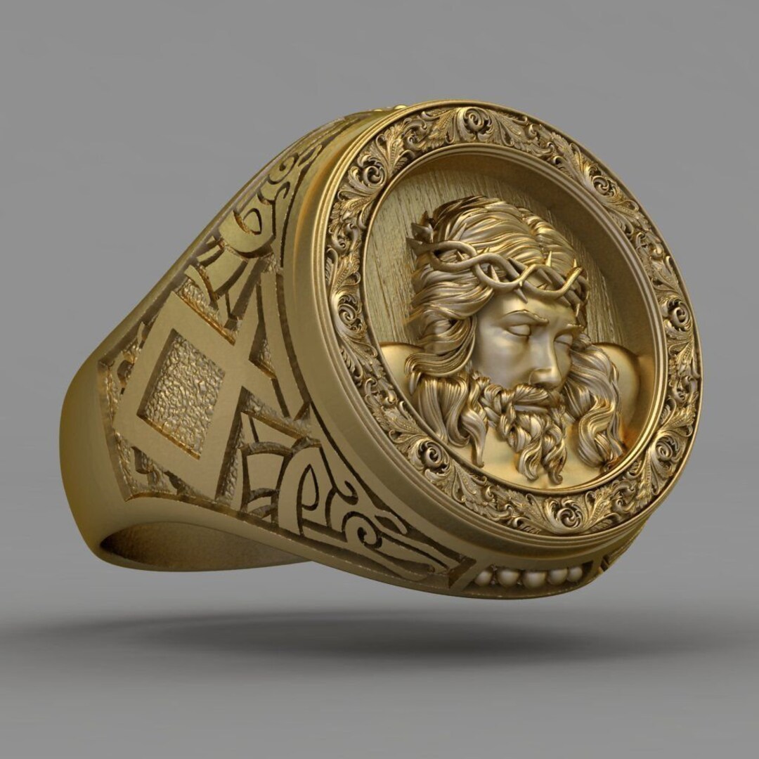 Jesus Silver Men Ring Handmade 3D Catholic Ring Jesus Rings - Etsy