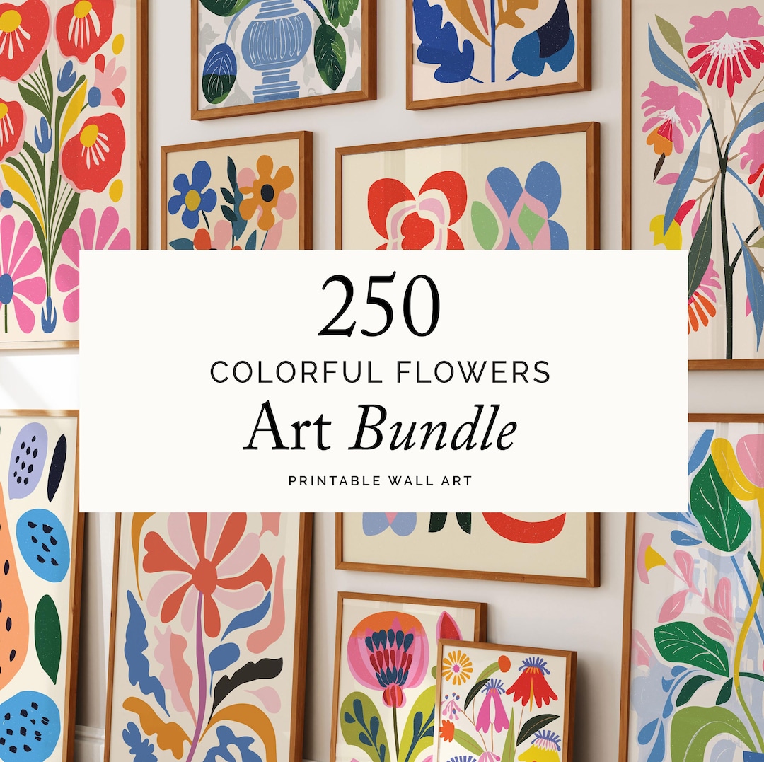 Colorful Floral Prints Art Bundle | Modern Botanical Wall Art (digital ...