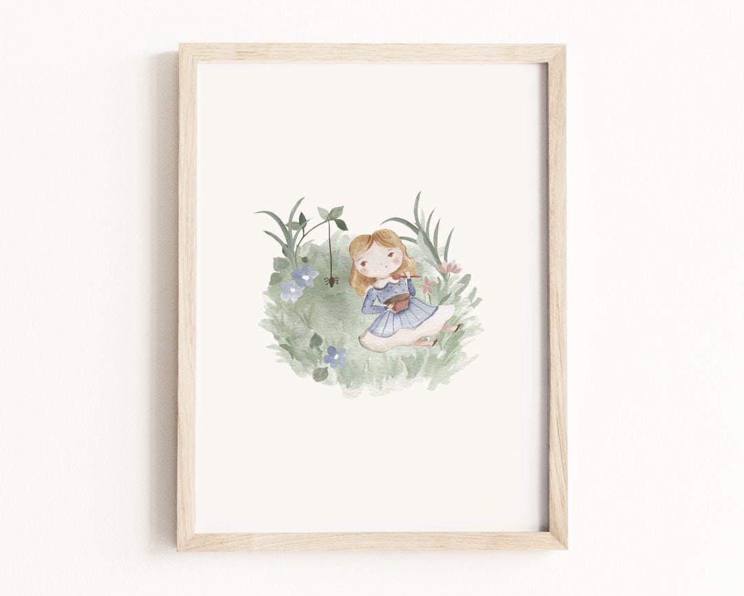 Little Miss Muffet Art • Mother Goose Watercolor Painting • Fairytale ...