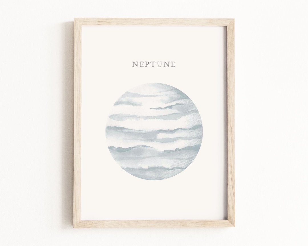 Neptune Art Print • Space Watercolor Painting • Space Wall Art • Space ...