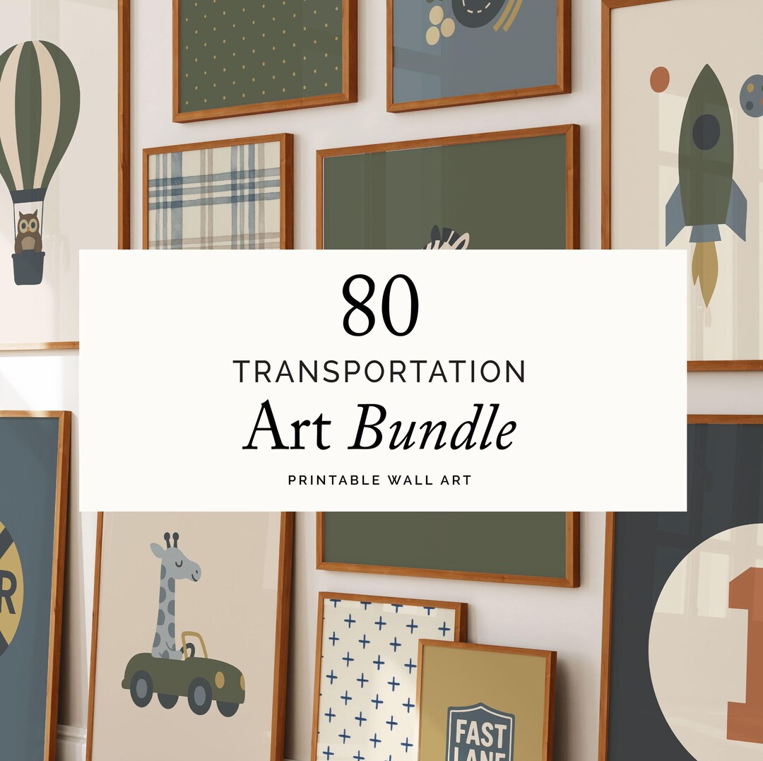 Classic Transportation Nursery Art – 80 Prints, Cars, Planes (digital ...