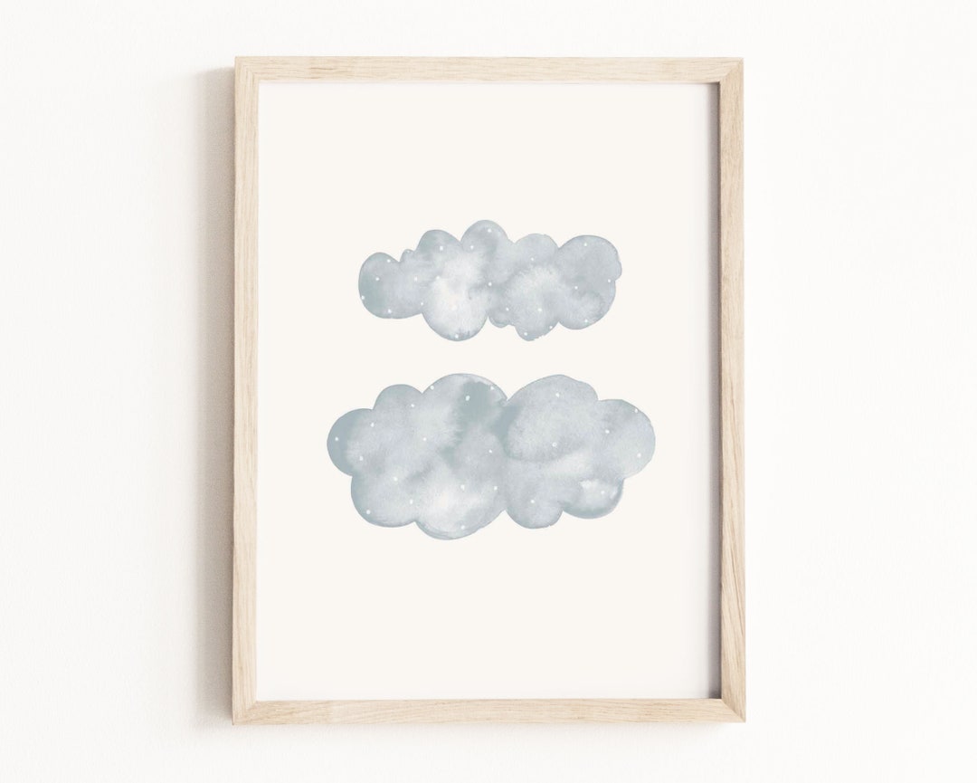 Blue Clouds Art Print • Sky Watercolor Painting • Cloud Nursery Wall ...