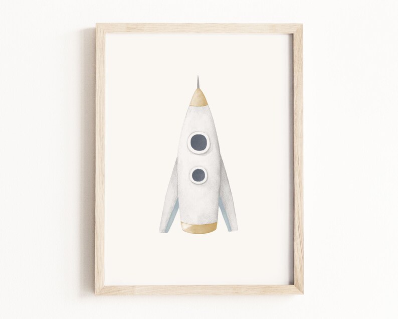 Space Rocket Art Print Space Watercolor Painting Space Wall Art Space ...